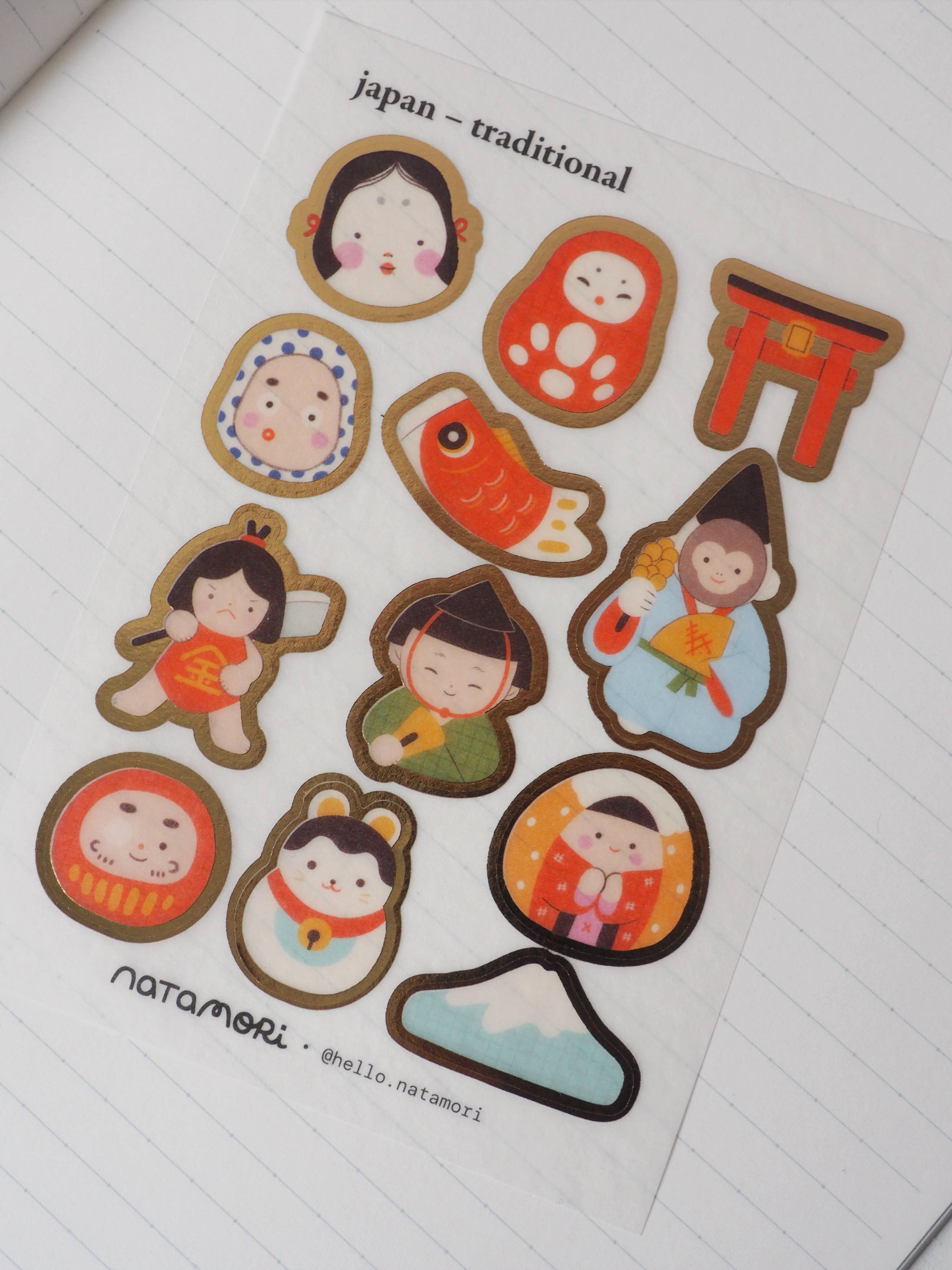 Japan – traditional • washi foil sticker sheet | oshoppu
