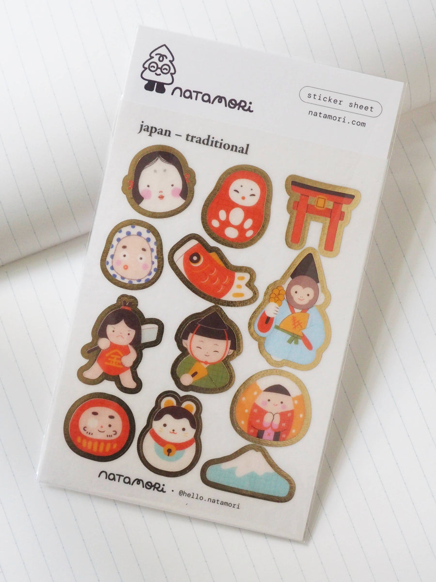 Japan – traditional • washi foil sticker sheet | oshoppu